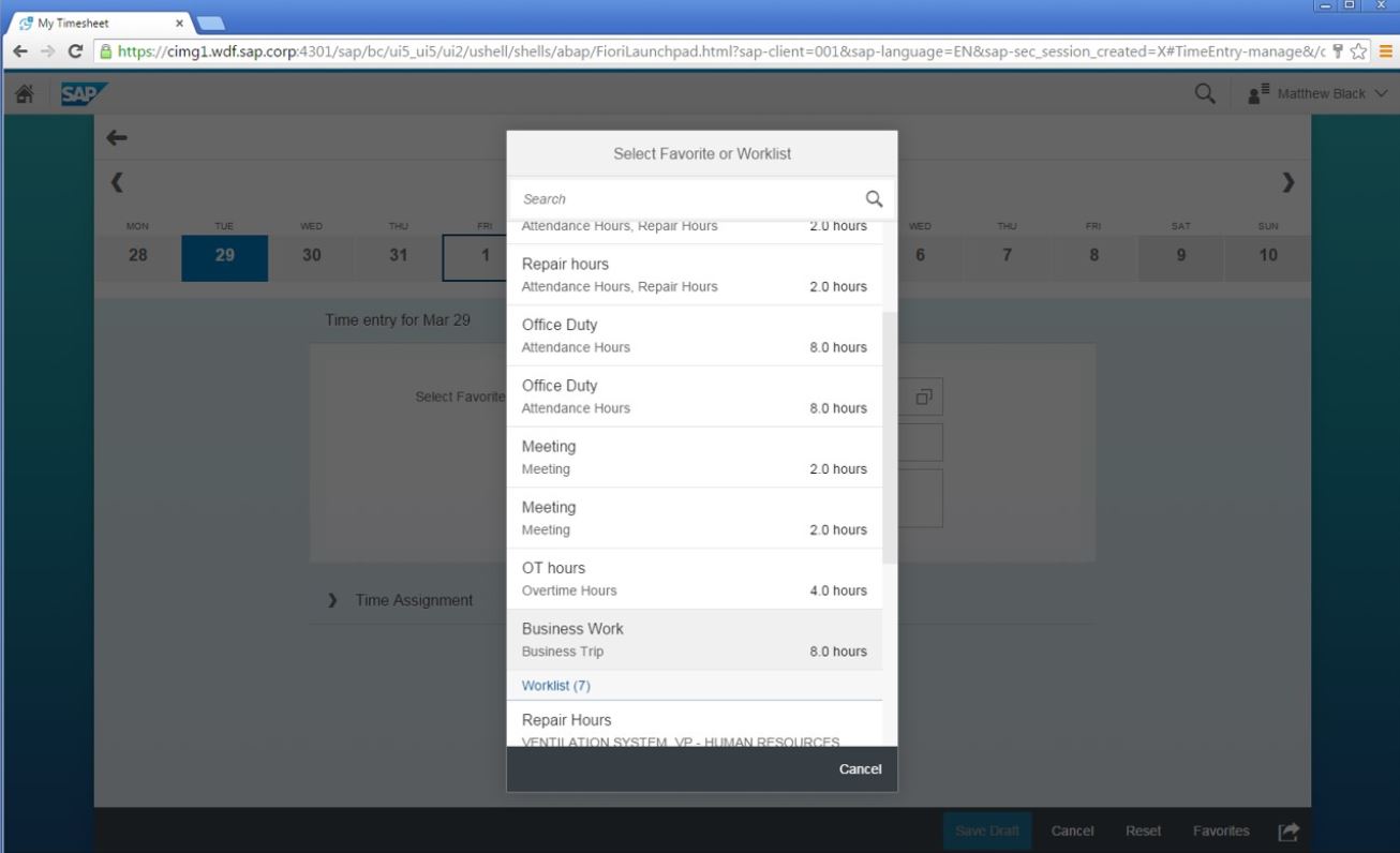 Fiori: My Timesheet App for time booking in SAP (CATS) | Ideo
